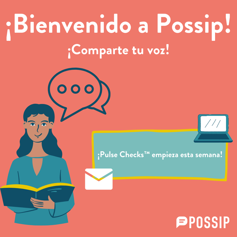 English and Spanish Social Media Graphics Announcing Possip to Staff
