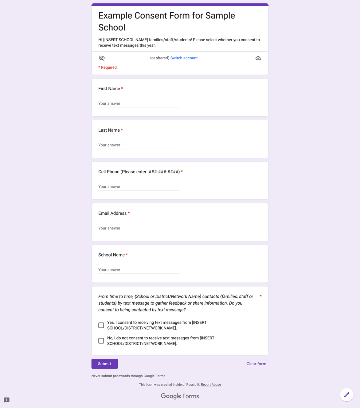 Proof of Capturing Consent to Send SMS Texts